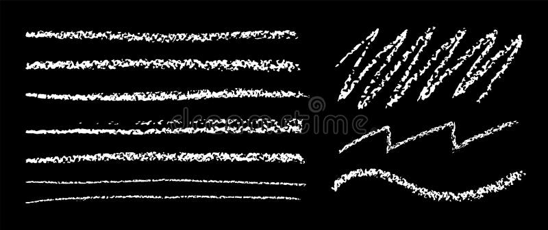 Chalk Brush Lines and Scribbles Set. Doodle Hand Drawn Vector Textured ...