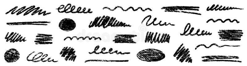 Chalk Brush Underline Stroke Set. Crayon Marker Highlight Scribble ...