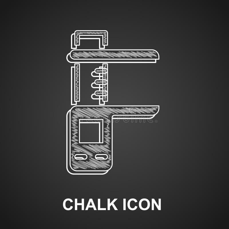 Chalk Calliper or Caliper and Scale Icon Isolated on Black Background ...