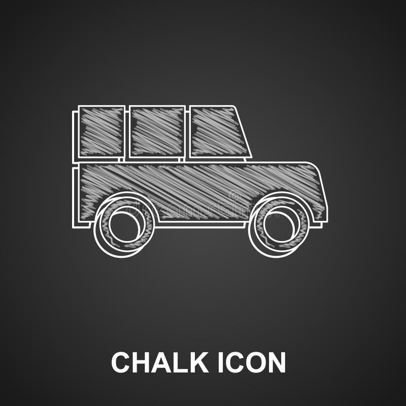 Chalk Car Icon Isolated on Black Background. Front View Stock Vector ...