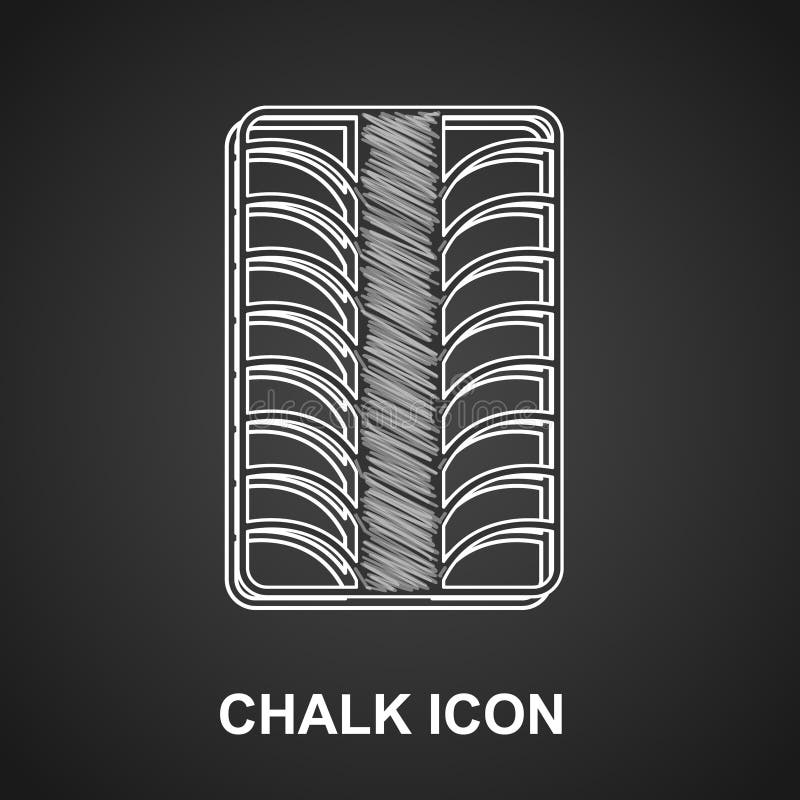 Chalk Car Tire Wheel Icon Isolated on Black Background. Vector Stock ...