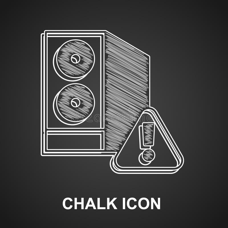 Chalk Exclamation Mark in Triangle Icon Isolated on Black Background ...