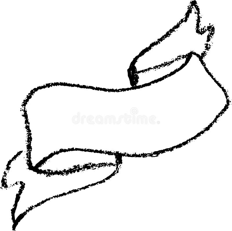 Chalk or Charcoal Ribbon Banner Sketch Stock Vector - Illustration of ...