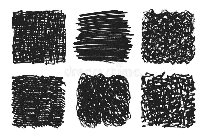 Chalk or Charcoal Texture Smear Scribble Boxes Dirty Sketches Trace Set ...