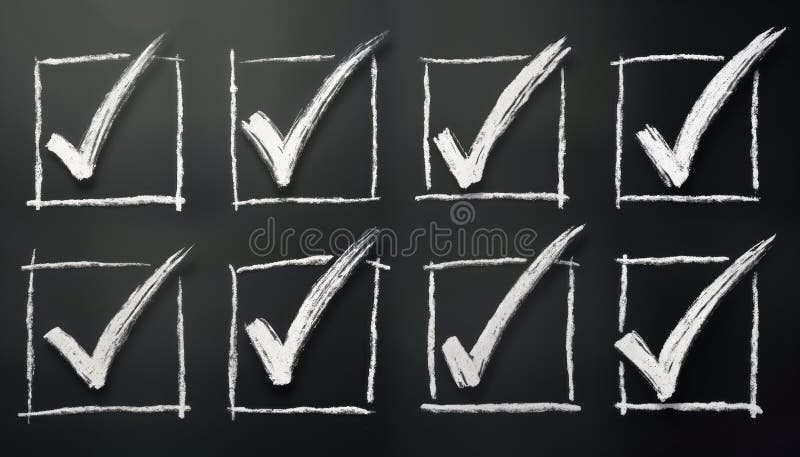 Chalk Checkmarks on Blackboard Create Checklist Image. Hand Drawn Boxes ...