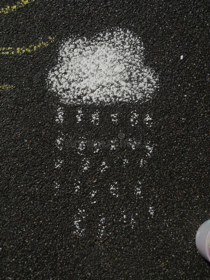 Chalk cloud on asphalt stock photo. Image of raining - 78934994