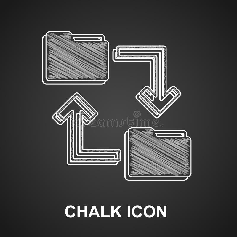 Chalk Cloud Storage Text Document Folder Icon Isolated On Black
