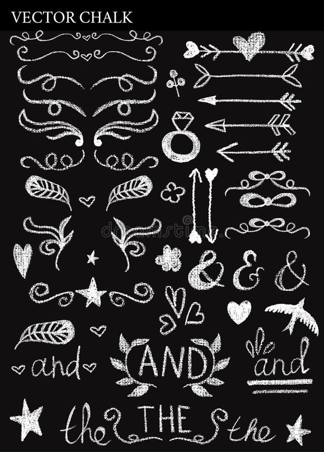 Chalk Decorative Design Elements Stock Vector - Illustration of ...