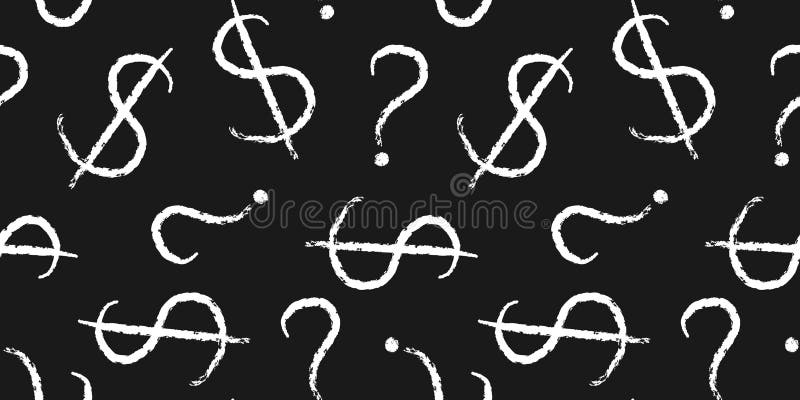 Chalk Dollar Question Mark Template Seamless Vector Design with ...