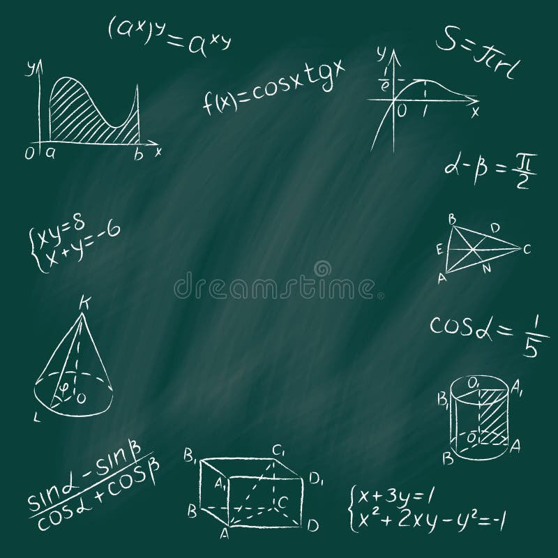 Chalk Doodle Math Blackboard Stock Vector Illustration Of Doodle