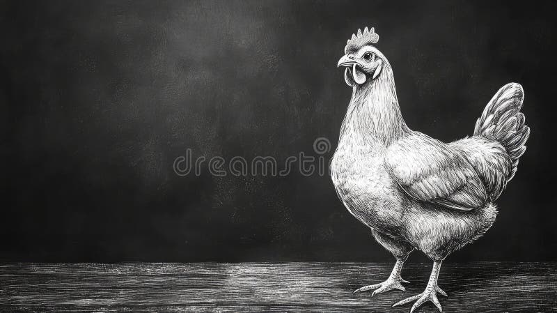 Chalk Drawing of Chicken Outline on Black Board Stock Photo - Image of ...