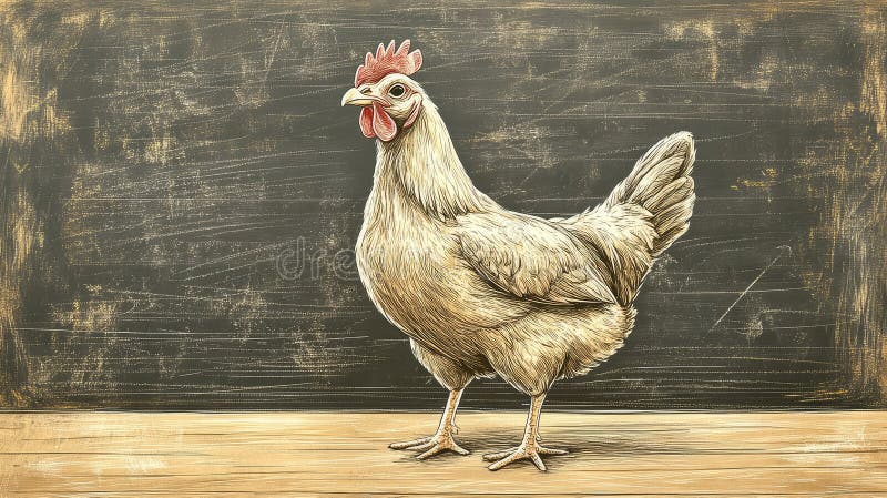Chalk Drawing of Chicken Outline on Black Board Stock Image - Image of ...