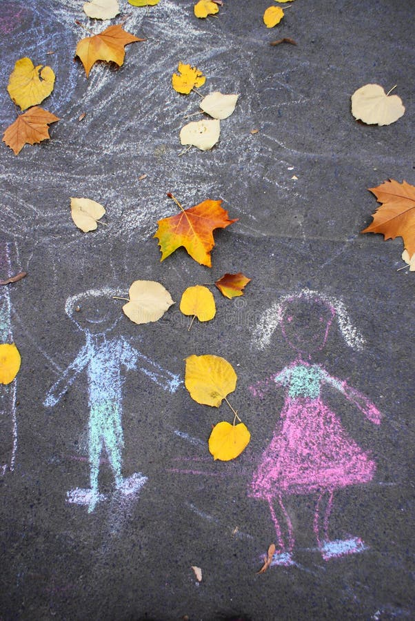 Chalk drawing stock photo. Image of outdoors, little - 51148596