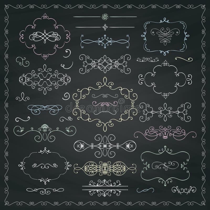 Chalk Drawing Decorative Doodle Design Elements Stock Vector ...