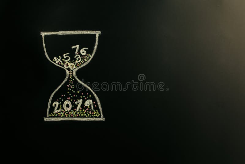 Chalk Drawing of Glass Sand of 2019 Year Stock Photo - Image of drawn ...