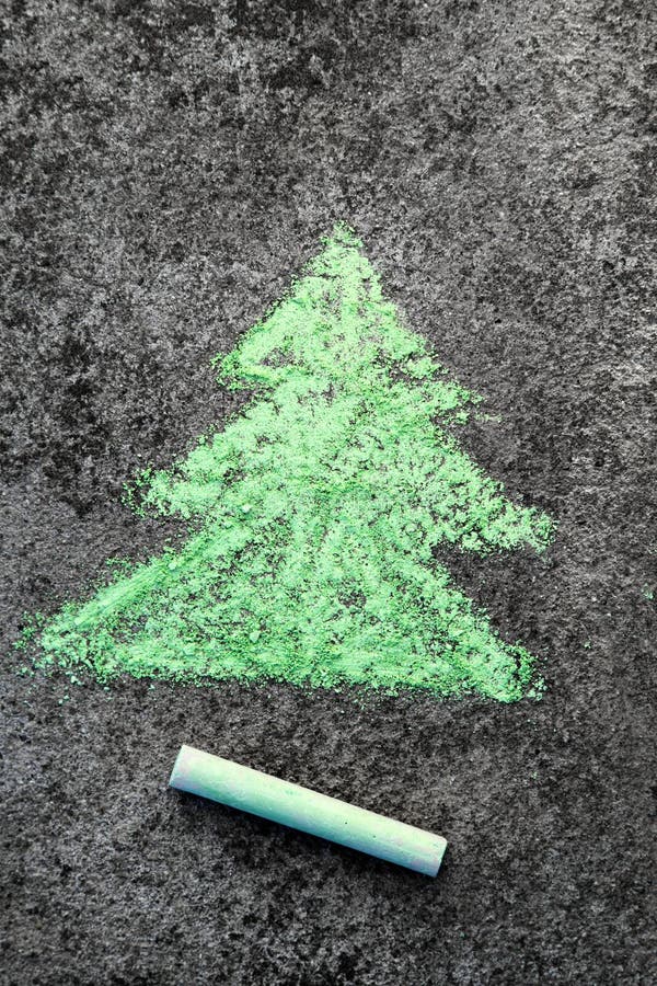 Chalk Drawing: Green Christmas Tree Shape Stock Photo - Image of ...