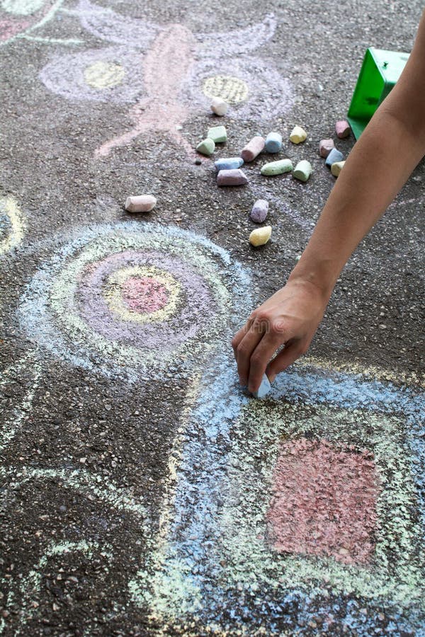 Chalk drawing hand outside stock image. Image of outdoors - 48249553