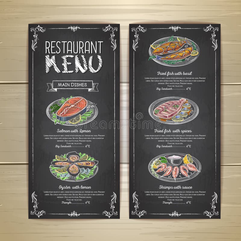 Chalk Drawing Restaurant Menu Design Stock Vector - Illustration of ...