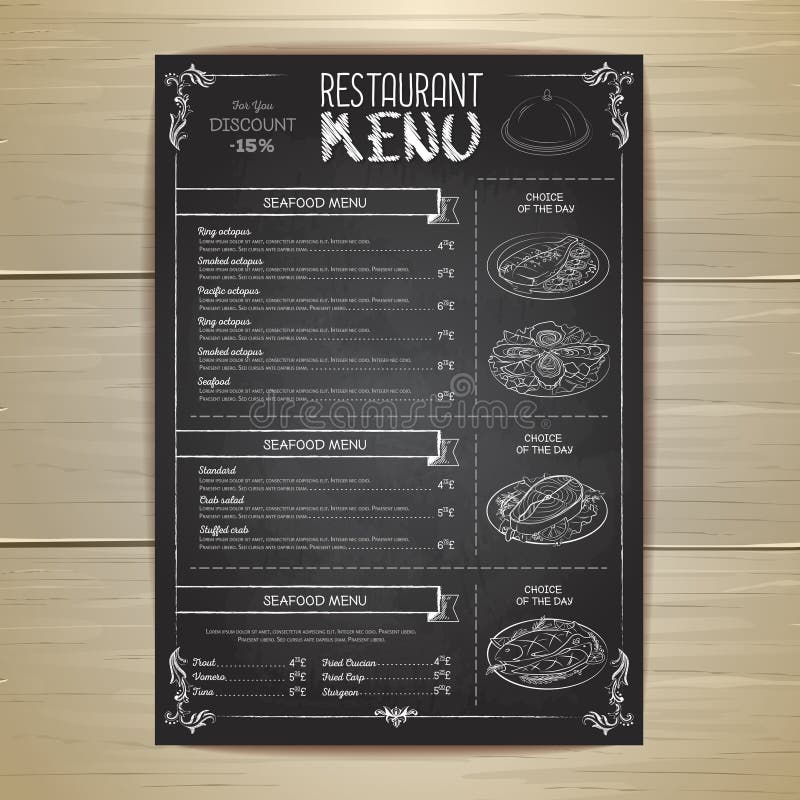 Chalk Drawing Restaurant Menu Design Stock Vector - Illustration of ...