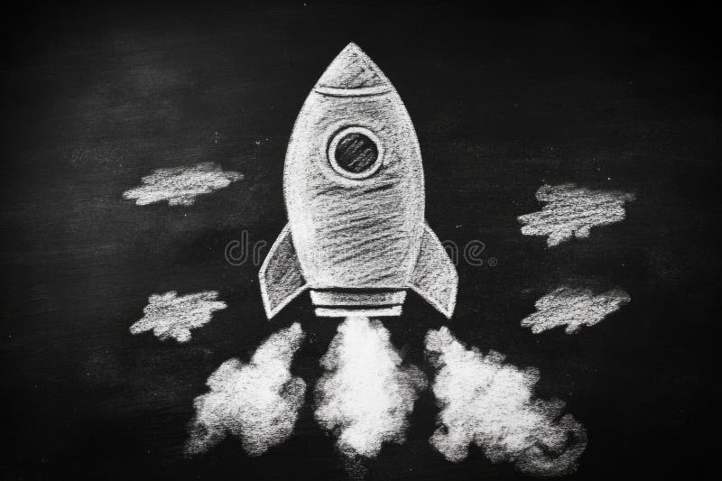 Chalk Drawing of a Rocket Blasting Off into Space, Perfect for ...
