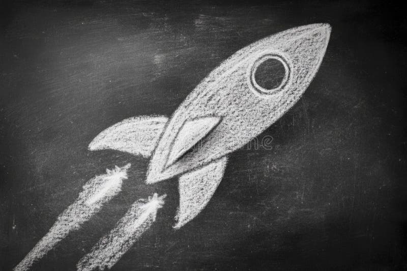 A Chalk Drawing of a Rocket Ship on a Blackboard, Great for Education ...