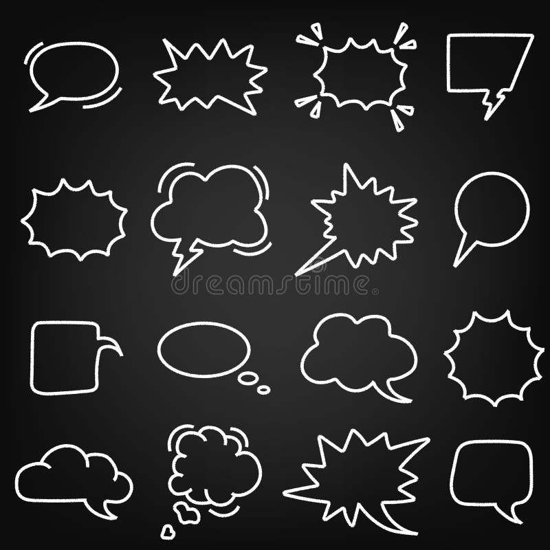 Chalk Drawing Speech Bubbles. Various Talk and Dialog Balloon Shapes ...
