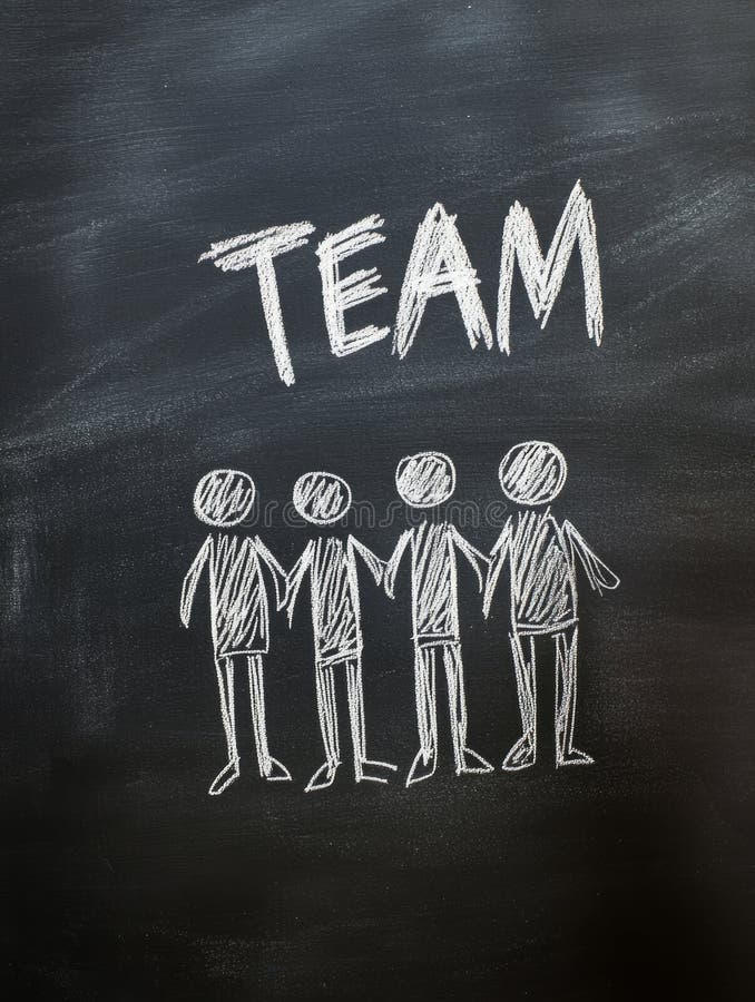 Chalk Drawing of a Team on a Blackboard. Stock Image - Image of ...