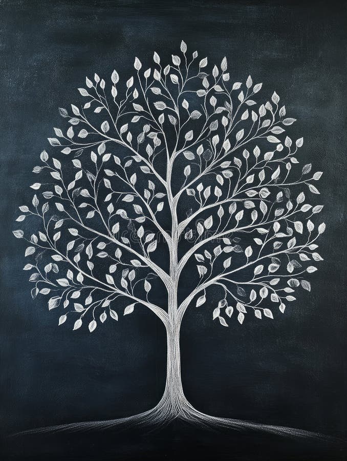 Chalk Drawing of a Tree on a Blackboard. Stock Image - Image of ...