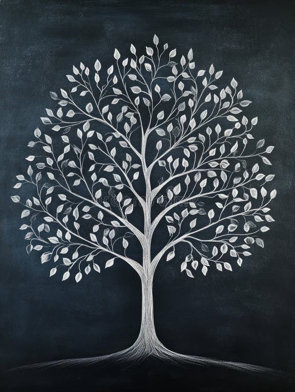 Chalk Drawing of a Tree on a Blackboard. Stock Image - Image of ...