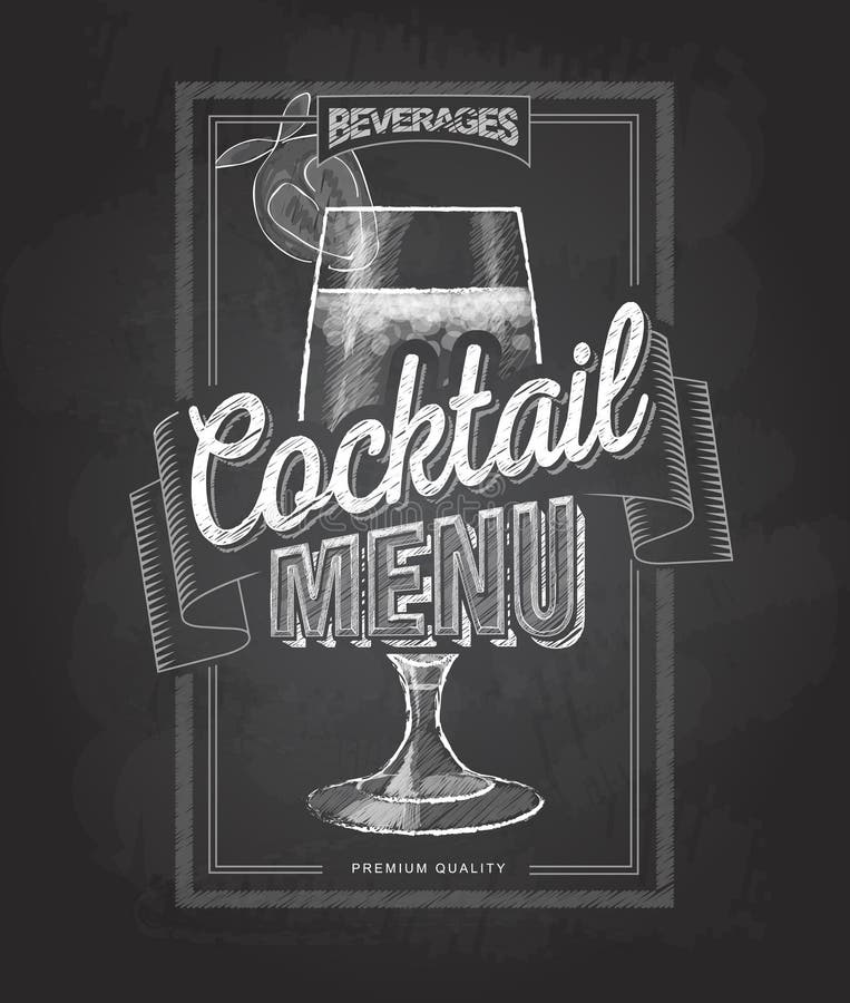 Chalk Drawing Typography Cocktail Menu Design Stock Vector ...