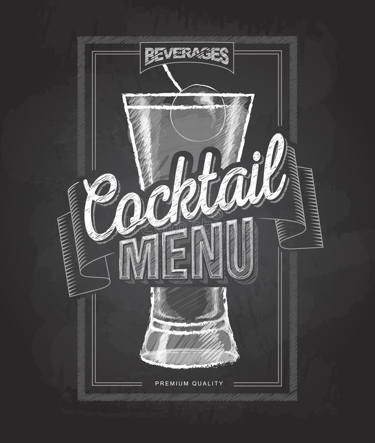 Chalk Drawing Typography Cocktail Menu Design Stock Vector ...