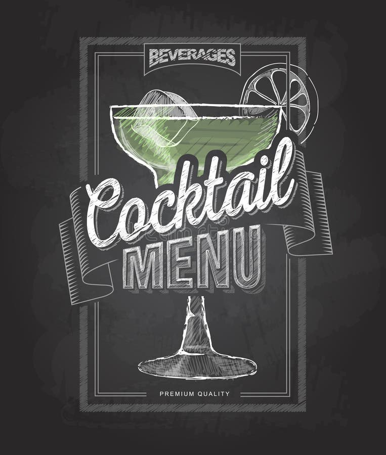 Chalk Drawing Typography Cocktail Menu Design Stock Vector ...