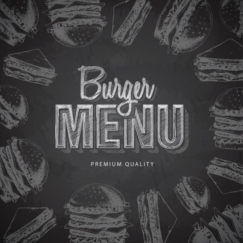 Chalk Drawing Typography Fast Food Burger Menu Design Stock Vector ...