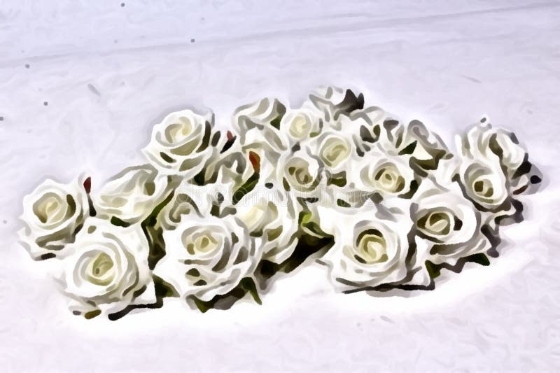 Chalk drawing. White roses stock illustration. Illustration of bouquet ...