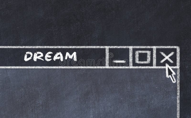 Chalk Drawing of Window on Computer Screen. Concept of Stopping Dream ...
