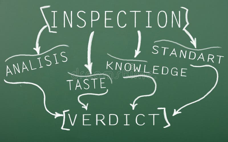 Chalk-drawn Blackboard. Concept of Path from Inspection To Verdict ...