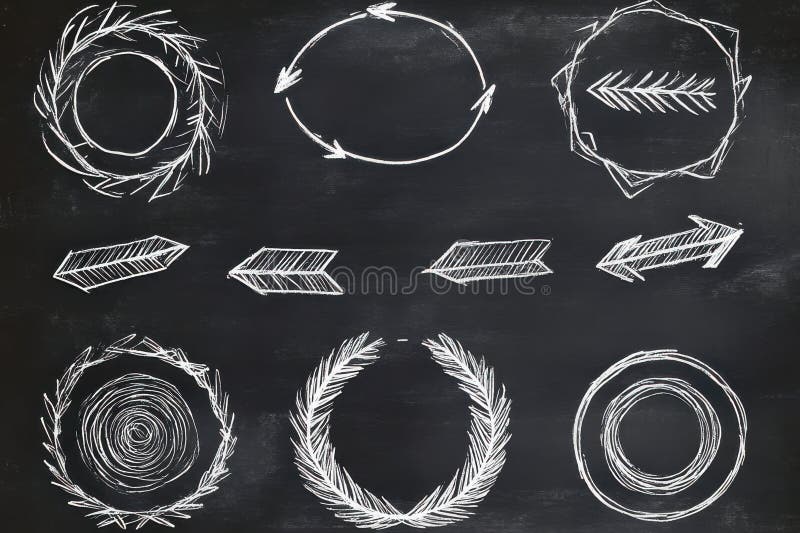 Chalk-drawn Checkmark, Circles, and Directional Arrows Symbolize ...