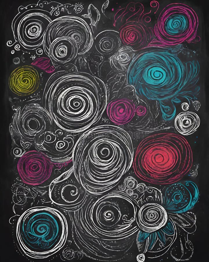Chalk Drawn Doodle Background with Roses. Vector Illustration Stock ...