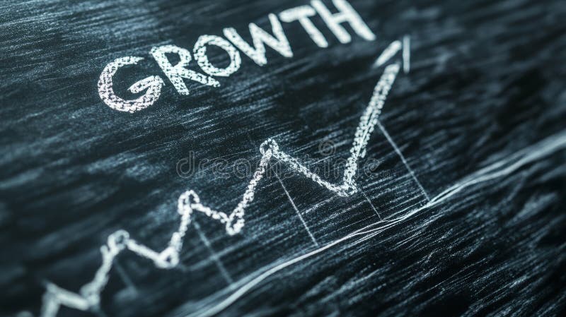 Chalk Drawn Graph with an Upward Arrow Labeled Growth . Stock Photo ...