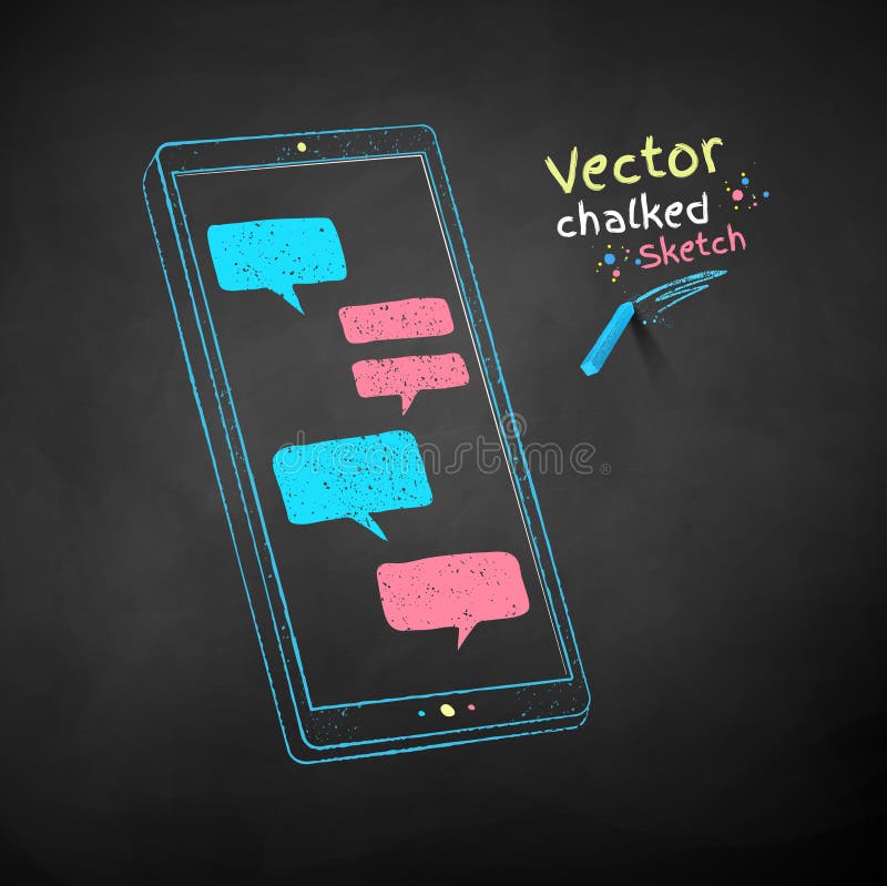 Chalk Drawn Illustration of Smartphone Stock Vector - Illustration of ...