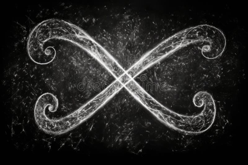 Chalk-drawn Infinity Sign on a Blackboard with Mathematical Equations ...