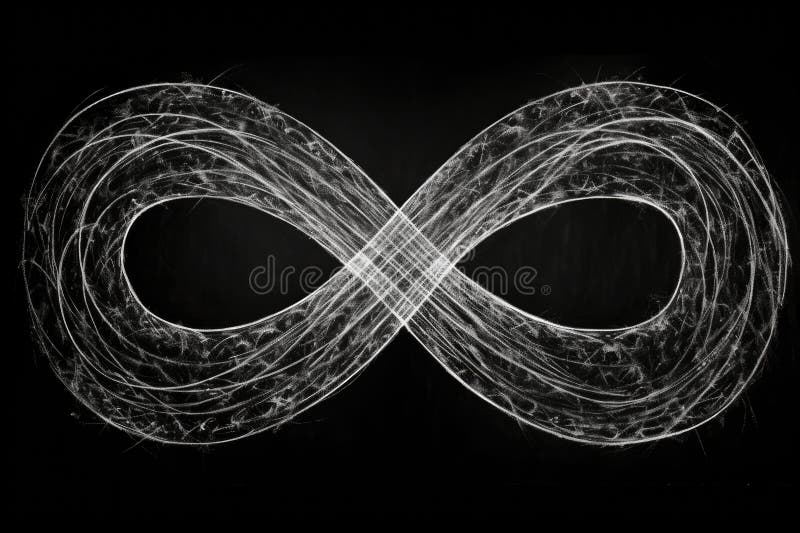 Chalk-drawn Infinity Sign on a Blackboard with Mathematical Equations ...