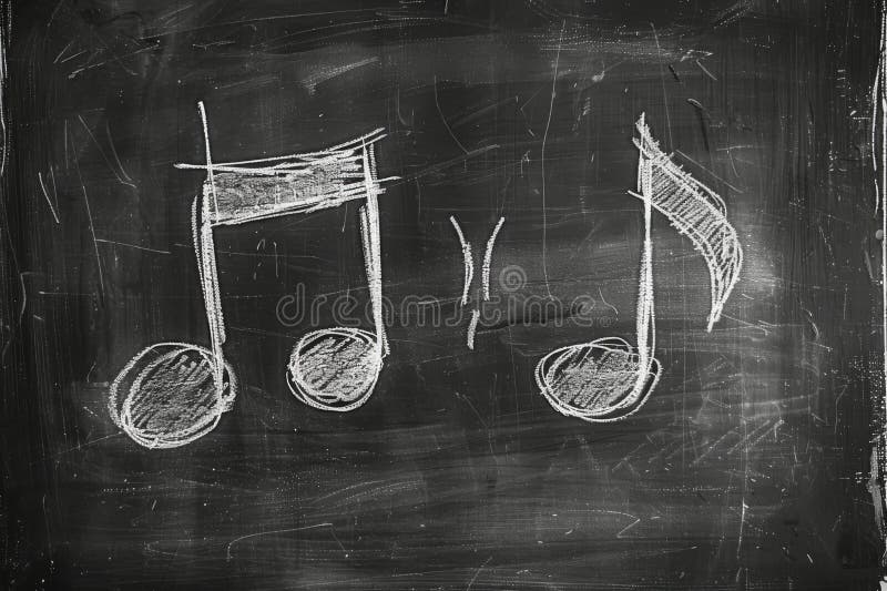 Chalk-drawn Musical Notes on a Textured Blackboard Background ...