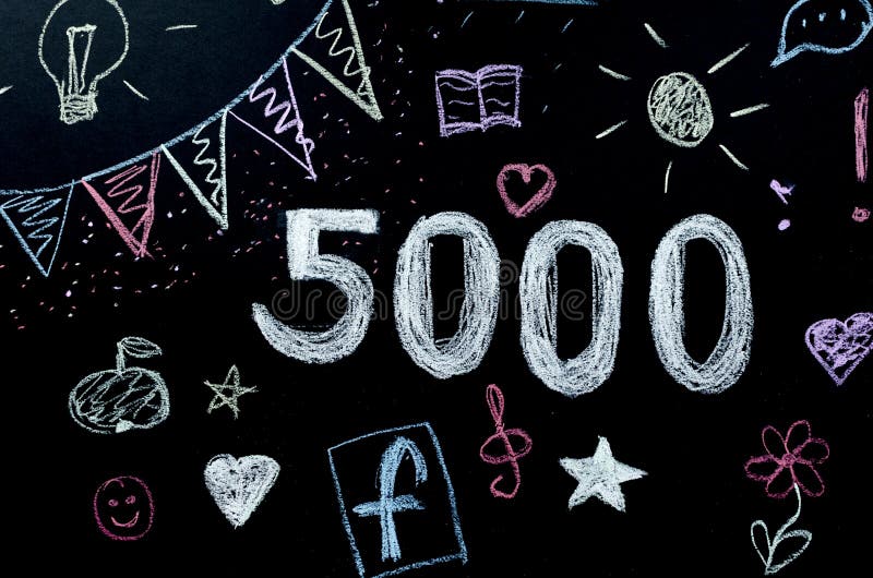 Chalk Drawn Number 5000 on the Board Stock Illustration - Illustration ...