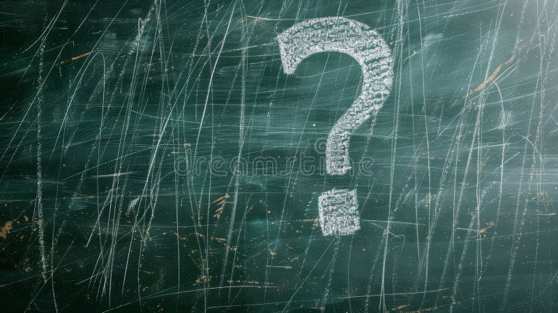 A Chalk-drawn Question Mark on a Scratched Green Chalkboard. Stock ...