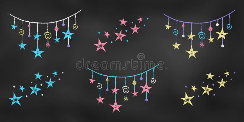 Chalk Drawn Sketch. Hand-drawn Design Element Colorful Star ...