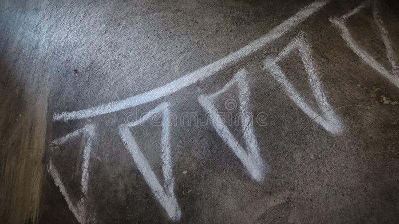 Chalk Drawn Triangular Flags on Rough Concrete Surface with Unique ...