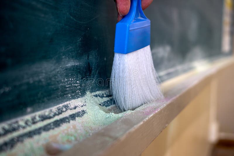 Chalk Dust Brush Cleaning the Chalk Dust on the Blackboard or ...