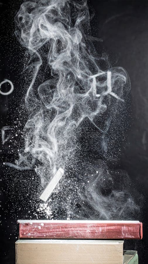 Chalk Dust Explosion on Blackboard with Books Stock Illustration ...