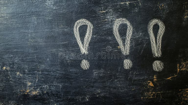 Chalk Exclamation Marks on a Blackboard. Stock Image - Image of ...